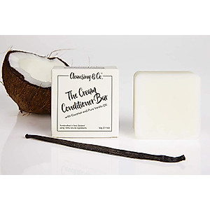 Cleansing & Co 2.11oz Hair Conditioner Bar For Nourishing Scalp and Hair - Hand Made, Zero Waste, Plastic Free, SLS Free, Natural Conditioner Bars for Body Care (Eco-Friendly Coconut Bar Conditioner)