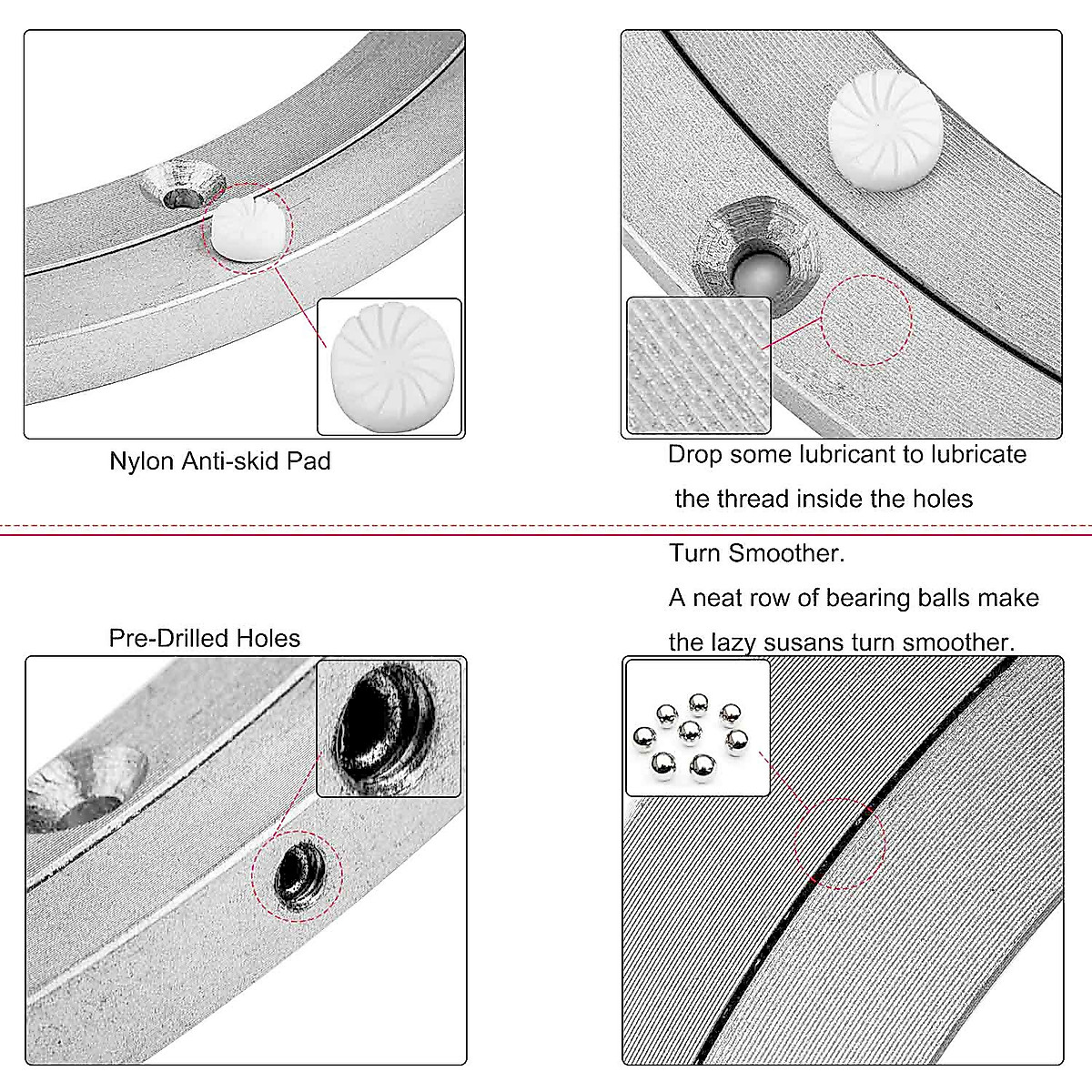 10 inch Aluminium Lazy Susan Turntable Bearing, STARVAST Heavy Duty Lazy Susan Hardware Round Rotating Bearing Turntable Base for Kitchen Dining Table (Load Capacity: 110-154 lbs)