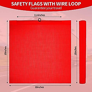 2 Pieces 18 x 18 Inch Safety Flags with Wire Loop Mesh Safety Flag Warning Flag Trailer Safety Flag for Truck and Pedestrian Crossings (Deep Red)