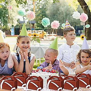 24 Pcs Football Party Treat Boxes Team Favor Box with Handle Football Party Supplies Football Theme Gift Box Snack Candy Goodie Boxes for Football Sports Theme Birthday Party Supplies Gift Giving