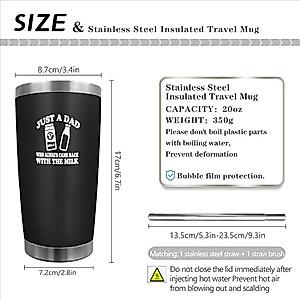liabiliies Travel Coffee Tumbler 20 oz Just A Dad Who Always Came Back With The Milk Tumbler with Lid and Straw Insulated Tumblers Stainless Steel Tumbler Funny Gifts for Men