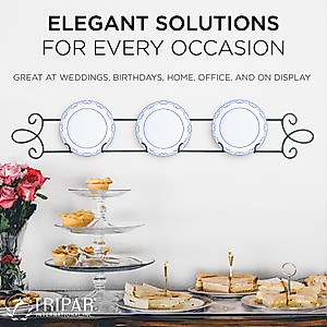 TRIPAR 3-Place Horizontal Black Plate Rack for Collectible Plates, Plaques, Dishes, & China