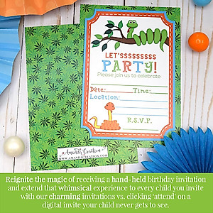 Snake Themed Birthday Party Invitations, 20 5x7 Fill In Cards with Twenty White Envelopes by AmandaCreation