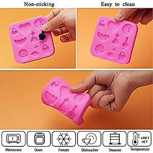 4 Pieces Makeup Design Silicone Molds Lipstick Fondant Perfume Makeup Tool Design Cake Molds for Chocolate Pudding, Candy, Jelly, Soap Modeling, Birthday Party, Cake Cupcake Supplies, 4 Styles