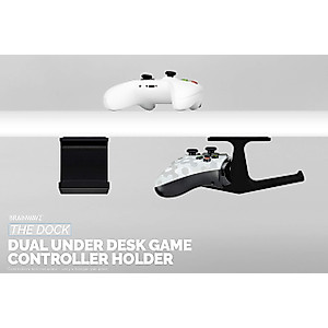 BRAINWAVZ [EOL] The Dock - Dual Game Controller Holder Under The Desk Mount for Xbox Series X, One, PS5, PS4, Switch, Streelseries, PC Gamepad & More, No Screws, Easy to Install, Black [EOL]