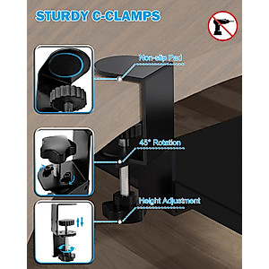 Clamp-On Under Desk Keyboard Tray, Keyboard Drawer for Corner Desk & Straight Edge Desk, Slide Out Keyboard Platforms for Home Office, White