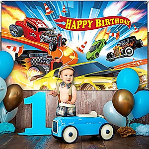 Hot Car Birthday Party Decorations Hot Race Car Birthday Party Backdrop Banner Background for Boys Birthday Supplies Racing Car Signs for Indoor Outdoor Birthday Party Decorations Supplies