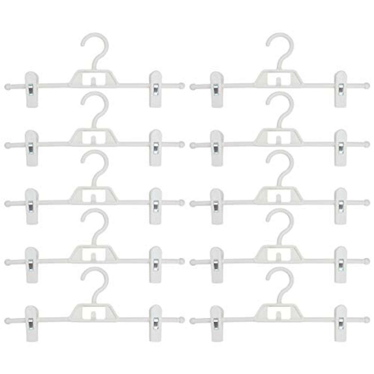 DOITOOL 10PCS Plastic Pants Hangers with Clips Space Saving Hanger for Clothes, Sturdy Skirt Hangers with Adjustable Clip, Closet Clip Hangers for Pant, Jeans, Skirts, Slacks (White)