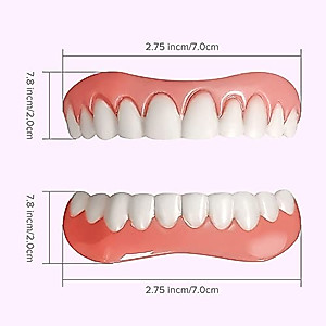 Fake Teeth, 2 PCS Veneers Dentures Socket for Women and Men, Dental Veneers for Temporary Tooth Repair Upper and Lower Jaw, Protect Your Teeth and Regain Confident Smile, Bright White-1-2