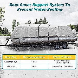 Fuprosico Pontoon Boat Cover Support System, Adjustable Telescopic Boat Cover Support Poles 2 Pack for Pontoon, Jon Boat, V Hull Boat with Webbing Straps and Weight Bag