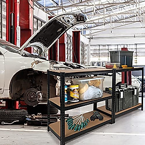 ALBOMI 35" W x 18" D x 71" H Adjustable Metal Garage Shelving Unit, 5-Tier Heavy Duty Garage Storage Shelves with Board, Multipurpose Storage Shelves Rack for Garage Basement Warehouse Office, Black