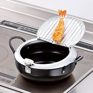 Wahei Freiz TM-9090 Tempura Pot, Imono Koji from Tsubamesanjo, 9.4 inches (24 cm), Iron Lid, Induction Compatible, Made in Japan