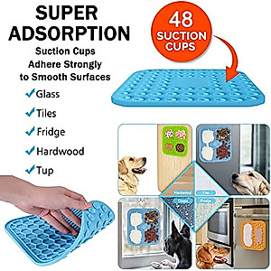 Kwispel Lick Mat for Dogs, Dog Lick Mat with Suction Cups for Anxiety, Peanut Butter Dog Licking Mat Slow Feeder Dispensing Treater Lick Pad for Dogs Cats Grooming Bathing and Training (Small Blue)