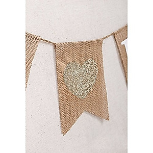 Koker MR and MRS Burlap Flag Garland for Wedding Banner, Bridal Shower, Engagement Photo Prop Backdrop Decorations, 8pcs