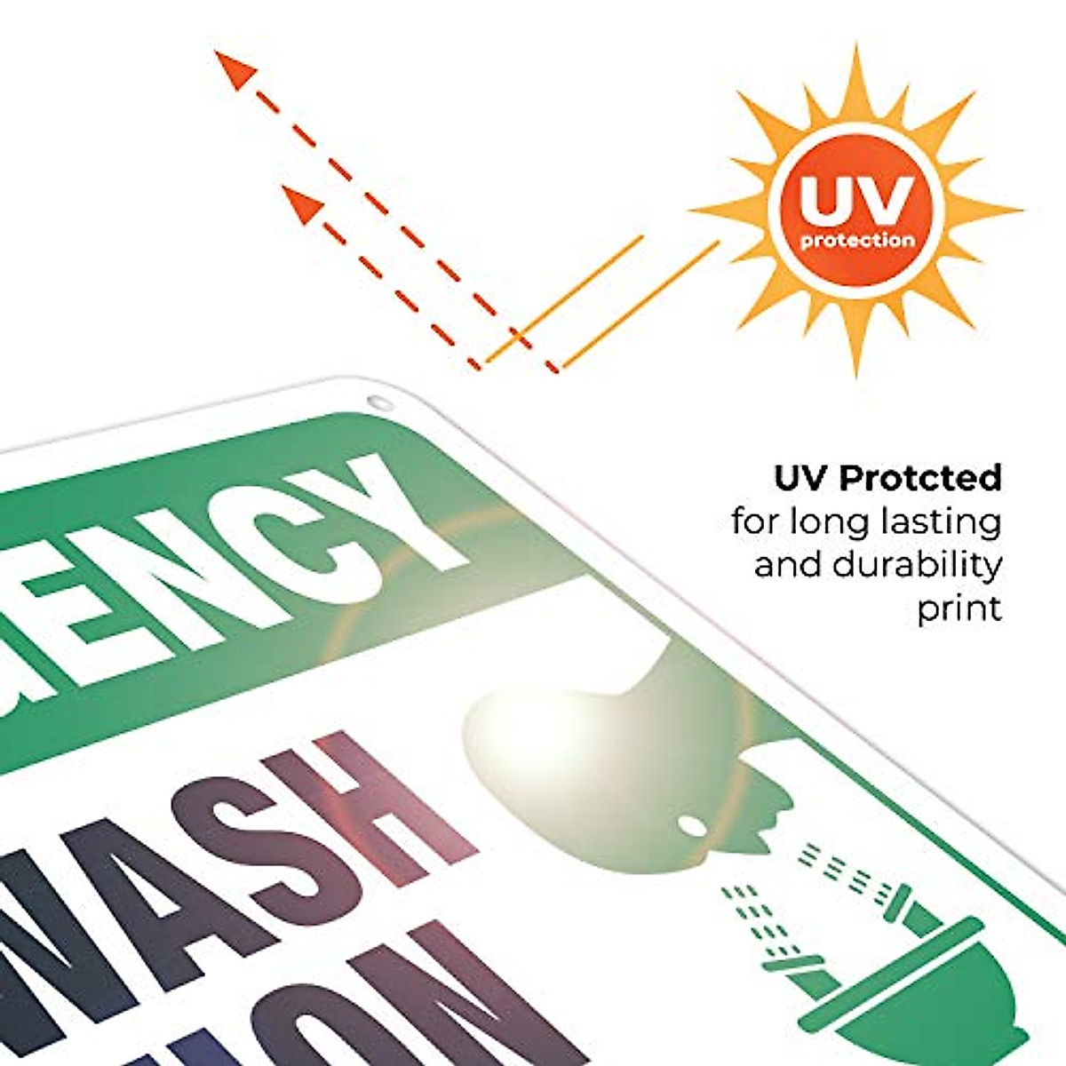 Eye Wash Station Signs, Emergency Sign, 10x7 Rust Free Aluminum, Weather/Fade Resistant, Easy Mounting, Indoor/Outdoor Use, Made in USA by SIGO SIGNS