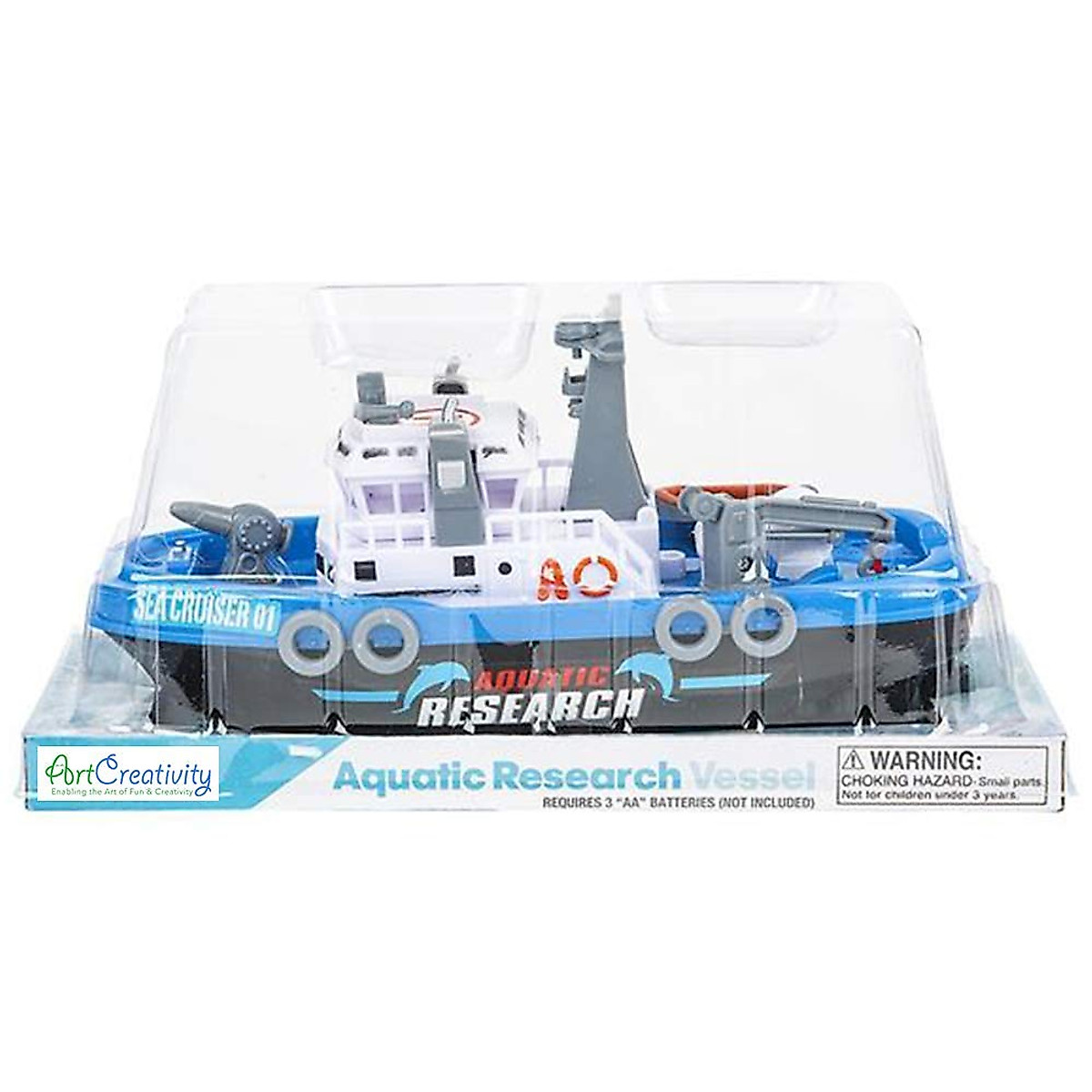 ArtCreativity Aquatic Research Vessel, BatteryOperated Toy Ship for Kids, Floats in Water, Floating Bathtub and Pool Toy for Boys and Girls, Best Birthday Gift for Children