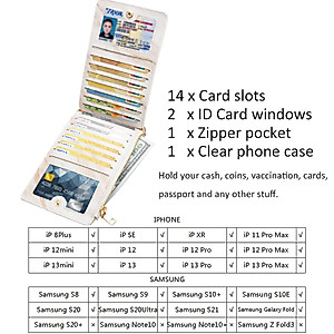 SNUG STAR Multi-purpose Card Holder Wallet-RFID Blocking,Lightweight Zipper Pocket Crossbody Bag with Touch Screen Purse for Most iphone Cell phones (Marble white)