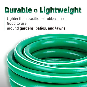 Worth Short Lead-in Green Garden Hose 3/4 in. x 12 ft. -Kink Free, No Leaking, Male/Female Fittings -Heavy Duty Durable Flexible Lightweight Water Pipe -Brass Aluminum Ends for Household & Commercial