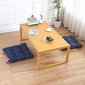 Faible Poisson Outdoor Chair Cushions Set of 2, Patio Furniture Floor Cushions, 21 x 21 Inch Square Seat Back Tufted Cushion, Dining Chairs Pads, Dark Blue