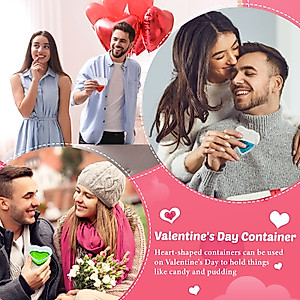 Yinkin 50 Pcs Heart Shaped Storage Containers 5 oz Heart Box Transparent Plastic Heart Containers with Lids Organizer Box for DIY Art Craft Making