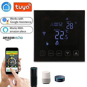 Wengart® WiFi Smart Thermostat WG603,Heat Only AC90-240V Max3A 2.4GHz Wi-Fi APP TUYA for Radiant Floor Heating,Compatible with Alexa Echo/Google Home Black