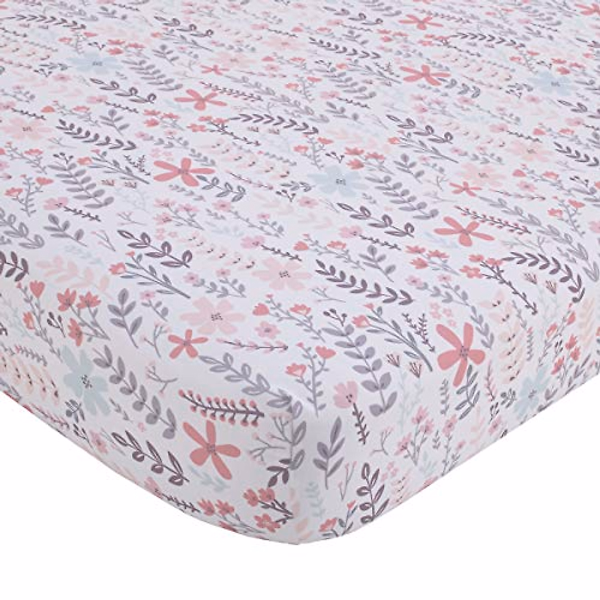 Little Love by NoJo Desert Flower - Fox and Feathers Pink, Grey and Aqua 3 Piece Crib Bedding Set- Comforter, Fitted Crib Sheet, Dust Ruffle