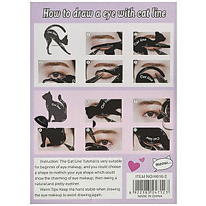 2 Pcs Cat Eyeliner Stencils, Matte PVC Material Smoky Eyeshadow Applicators Template Plate, Cat Shape Eye Liner & Eye Shadow Guide Template Tool