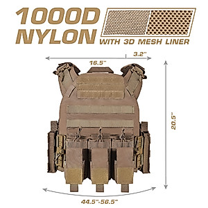 FIREGEAR Tactical Vest Weighted Vest Airsoft Vest,3D Breathable Adjustable Modular Quick Release Vest Outdoor Training