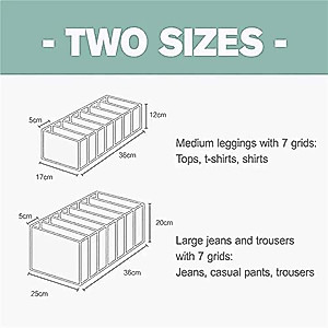 Aoser Wardrobe Clothes Organizer（2pcs）, 7 Grids Washable Organizer, Jeans Compartment Storage Box, Closet Organizers (2pcs Grid)