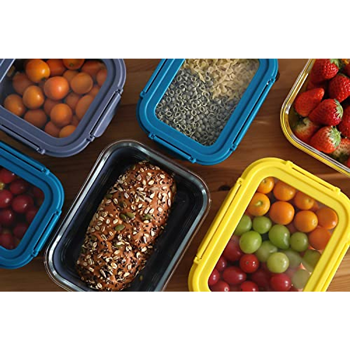 Balxajump[18 pieces 6-packs]Glass Food Storage Containers Mixed Set with Silicone Sleeve Airtight Lids for Lunch Box Meal Prep Microwave Oven Freezer Dishwasher Leak Proof Organization BPA-Free Green