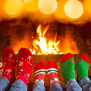 Cooraby 24 Pairs Women Christmas Socks Warm Cotton Crew Xmas Socks for Girls Women Christmas Gifts