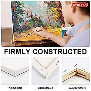 Shuttle Art Stretched Canvas, 20 PCS Value Pack, 5 x 7, 8 x 10 Inches (10 of Each), 100% Cotton, Primed White Canvases for Painting, Stretched Canvas Art Supplies for Acrylic, Oil, Acrylic Pouring
