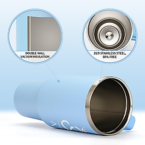 KrazeKK Personalized 40 Oz Monogrammed Initial Tumbler - Insulated Coffee Cup with Handle, Straw - Customized Reusable Water Bottle Travel Mug With Letter A-Z - Birthday Gifts for Women, Men, Friend