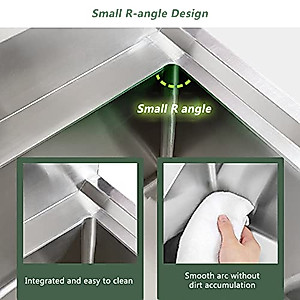 Freestanding Stainless Steel Sink, Utility Sink,1 Compartment Commercial Kitchen Sink,Kitchen Sink Industrial Sink,Commercial Sink Industrial Sink(40in)