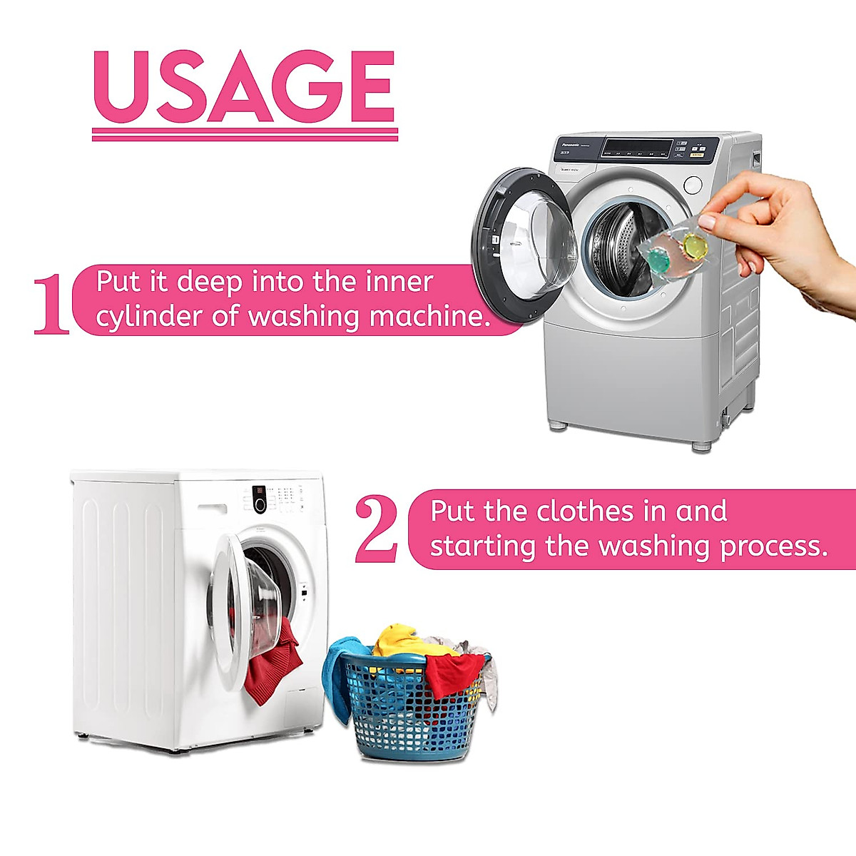 Natural Solution 5-in-1 Laundry Pods, Total 96 Count, Ultra Concentrate with Powerful Stain Lifter Technology, Fabric Softener With Rose Extracts, Detergent Pods, 32 Count/Each (Pack of 3)