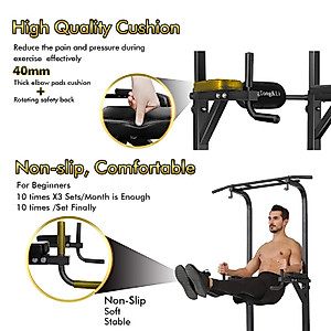 BangTong&Li Power Tower, Pull Up Bar Dip Station/Stand for Home Gym Strength Training Workout Equipment(Newer Version)