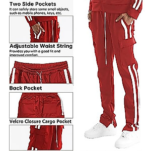 Weiv Gear Men’s Track Pants – Casual Two Stripe Cargo Pocket Ankle Zipper Sweatpants Joggers Active Athletic Workout TP500 BLKYEL M Black/Yellow