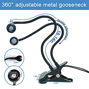 EUGOBRTEN 3W 395NM USB LED Black Light with Clamp, Flexible 360 Degree Gooseneck, Portable Adjustable Purple Lamp for Fluorescent Pattern, Background Light