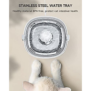 Cat Water Fountain, APETDOLA Cat Fountain Automatic with Stainless Steel Tray, 2L/67oz Ultra-Quiet Pet Water Fountain for Cats Inside, Cat Fountain Water Bowl, for Cats, Dogs, Multiple Pets