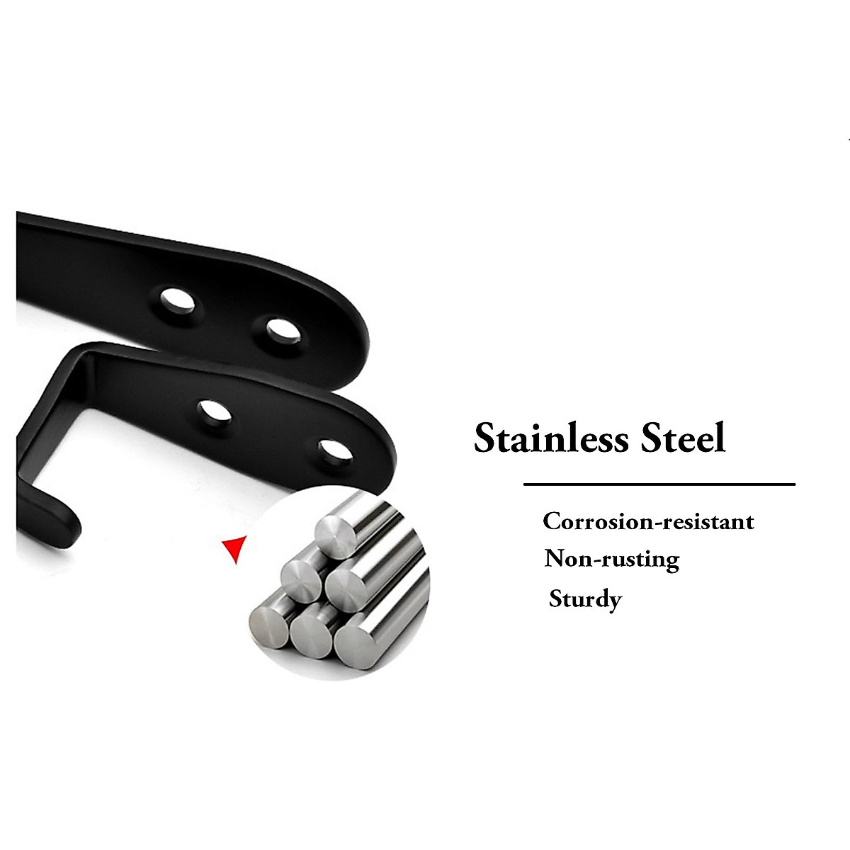 Mokife Coat Hooks Black, 6 Pack Jacket Hooks Wall Mounted Stainless Steel Single Robes Hook Heavy Duty, Large L Metal Hook for Entryway Kitchen Bedroom Bathroom Office Toilet