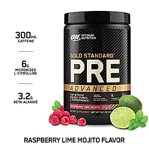 Optimum Nutrition Gold Standard Pre Workout Advanced, with Creatine, Beta-Alanine, Micronized L-Citrulline and Caffeine for Energy, Keto Friendly, Raspberry Lime Mojito, 20 Servings