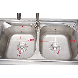 Stainless Steel Sink Outdoor Kitchen Sink with Faucet and Drain, Commercial Sink for Restaurant, Laundry Room, Backyard, Garages,2 Compartment Sink