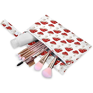 xigua Red Hat Mushroom Wet Dry Bag 2 Pieces, Waterproof Reusable Diapers Storage Bag Travel Bag with Two Zippers for Beach Swimming Summer Camp
