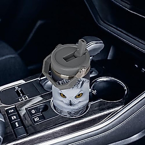 30oz Stainless Steel Insulated Tumbler with Flip Lid & Straw, Leakproof Travel Mug for Car, Arctic Owl Double Wall Vacuum Thermal Coffee Cup with Handle, Spill-Proof Design for Hot/Cold Drinks