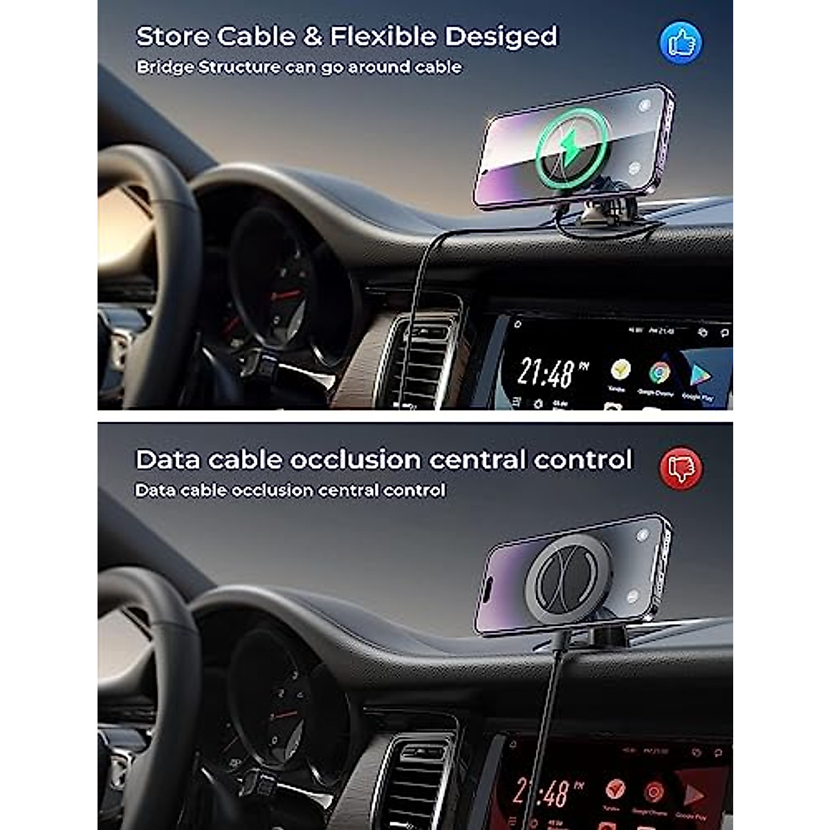 LISEN for Magsafe Car Mount Charger Wireless 15W Car Charger for iPhone [Powerful Magnets] Magnetic Car Phone Holder Mount Wireless Fast Charging for Magsafe Charger Fits iPhone 14 13 12 Magsafe Case