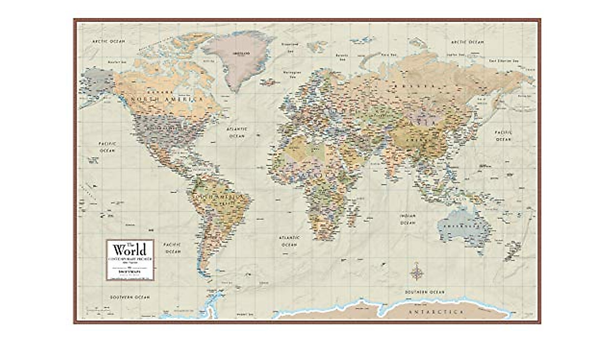 Stylish 24" x 36" Laminated World Map Poster