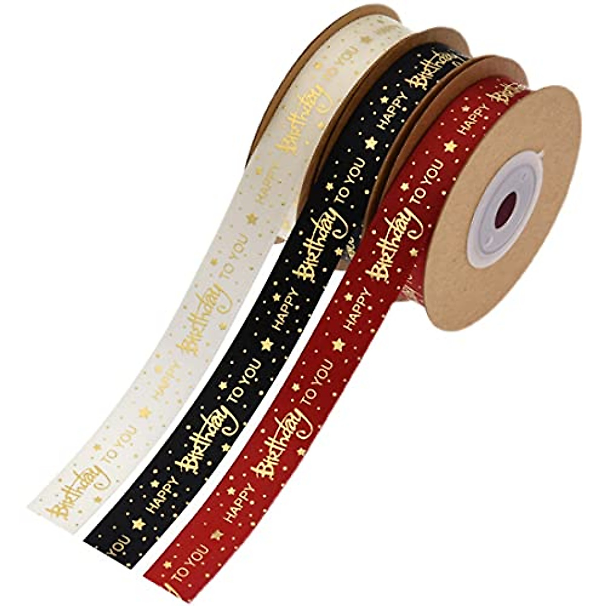 Sichou Birthday Ribbon - 5/8 Inch 20 Yards Ribbon for Crafts,Satin Decorations for Handmade Wreath,Birthday Gift Wrapping Party Supplies (Black)