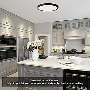 TALOYA 2 Pack LED Flush Mount Ceiling Light Black 5000K 8.9 Inch Round 18W=180W (Equivalent) Simple Lamp for Bedroom Hallway Low Ceilings Areas