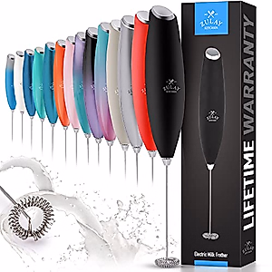 Zulay Powerful Milk Frother for Coffee with Upgraded Titanium Motor - Handheld Frother Electric Whisk, Milk Foamer, Mini Blender and Electric Mixer Coffee Frother for Frappe, Matcha, No Stand - Black