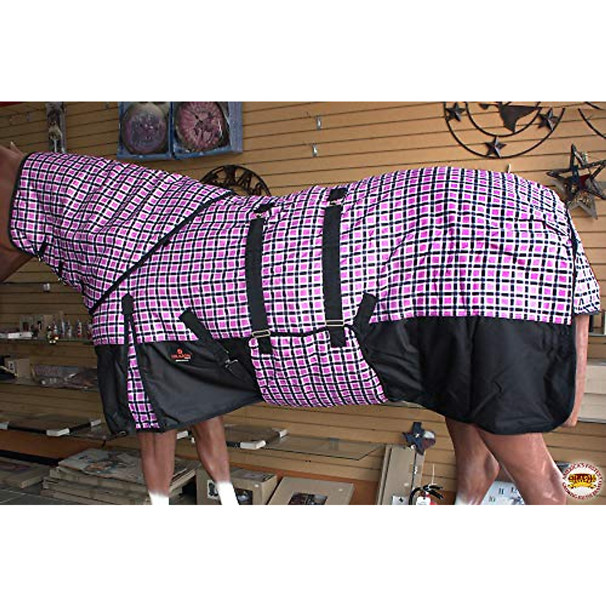 HILASON 1200D Waterproof Horse Hood Neck Blanket Belly Wrap Plaid - 78 Inches | Horse Blanket | Horse Blankets for Winter Waterproof | Horse Turnout Blanket | Horse Turnout